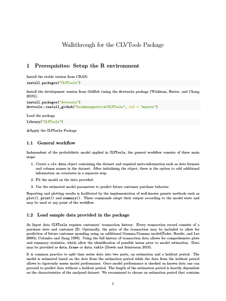 CLVTools Package | PDF | Correlation And Dependence | Parameter (Computer Programming)