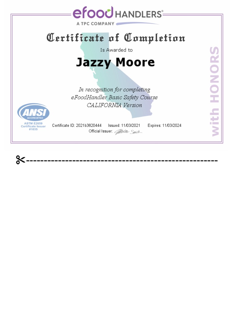 Food Handlers Certification 1 | PDF