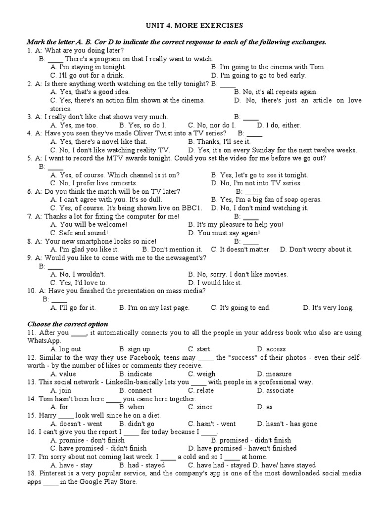 Unit 4. More Exercises STS | PDF | Communication | Mass Media