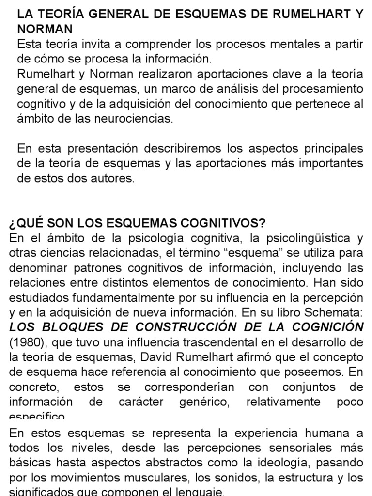 La Teoría General de Esquemas de Rumelhart y Norman | PDF | Cognición | Aquisición de idioma