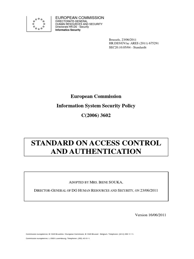Annex 7 Standard On Access Control and Authentication | PDF | Access Control | Password