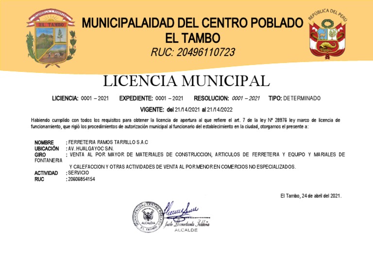 Licencia Municipal | PDF