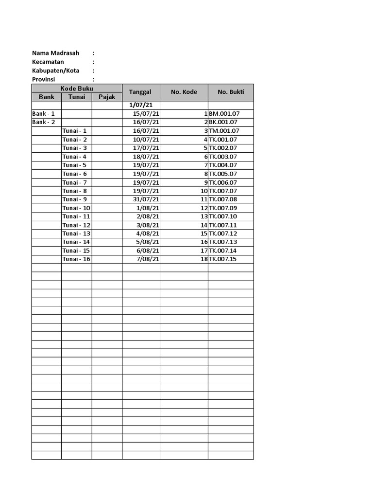 Ma F Simulasi BKU - Lengkap Jan - NOV - Semi Otomatis Dari Excel | PDF