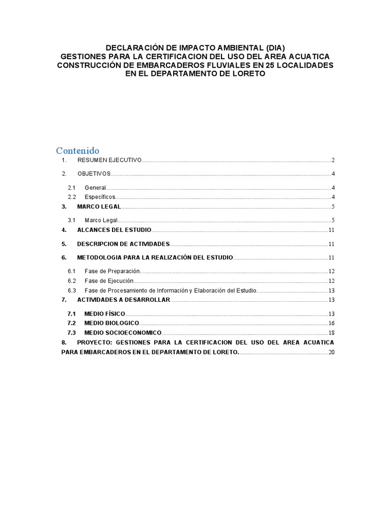Declaración de Impacto Ambiental | PDF | Evaluación de impacto ...