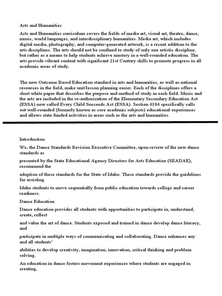 Arts and Humanities Handouts | PDF | Curriculum | Humanities