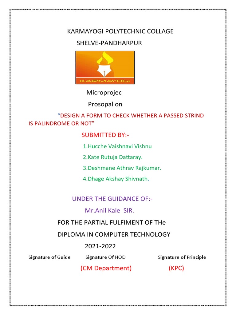 Karmayogi Polytechnic Collage Shelve-Pandharpur: Submitted By | PDF