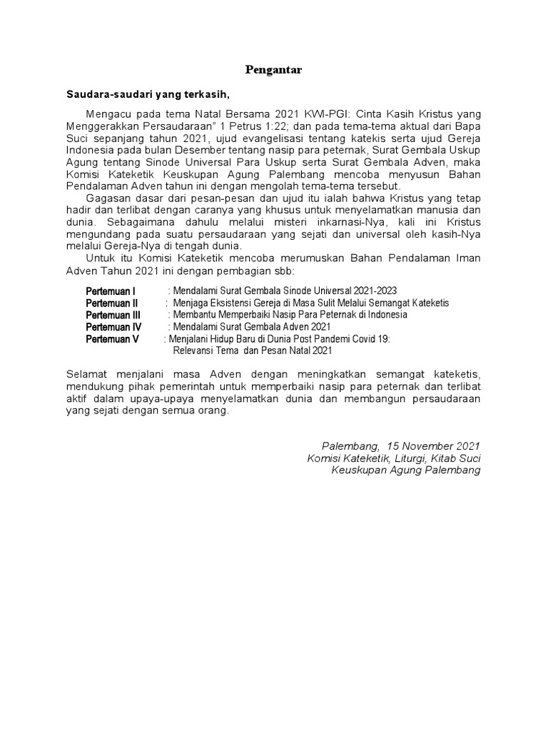 Bahan Katekese Adven 2021 | PDF | Filsafat | Agama & Spiritualitas