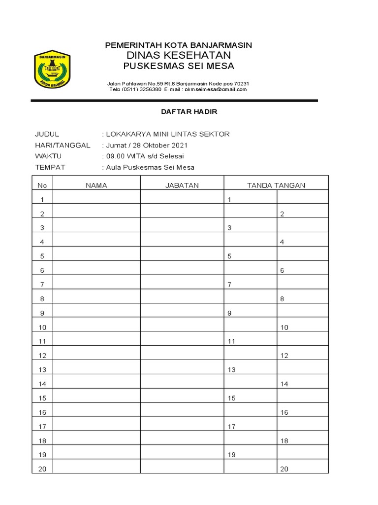 Daftar Hadir Tanda Terima | PDF