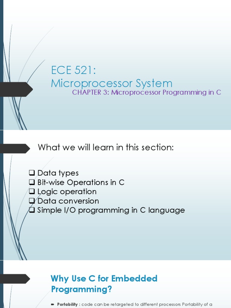 ECE 521: Microprocessor System: CHAPTER 3: Microprocessor Programming in C | PDF | Boolean Data ...