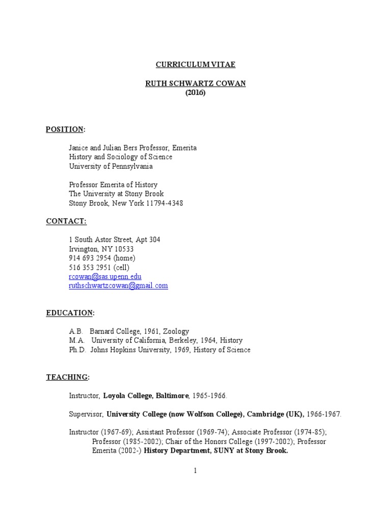 2016 Ruth Schwartz Cowan | PDF | Fellow | National Science Foundation