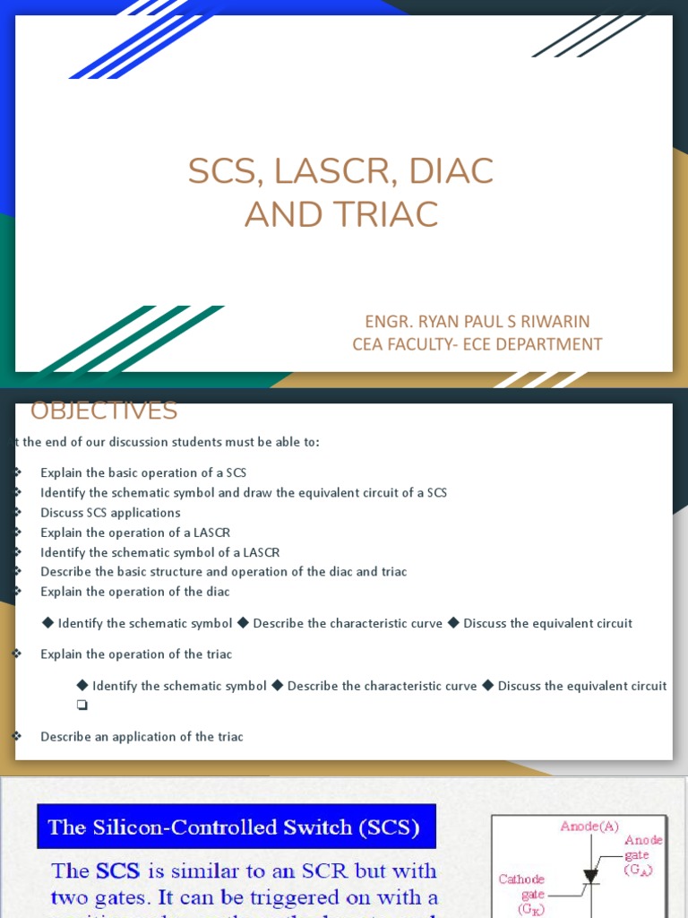 SCS, Lascr, Diac and Triac | PDF | Electronic Engineering | Power Electronics
