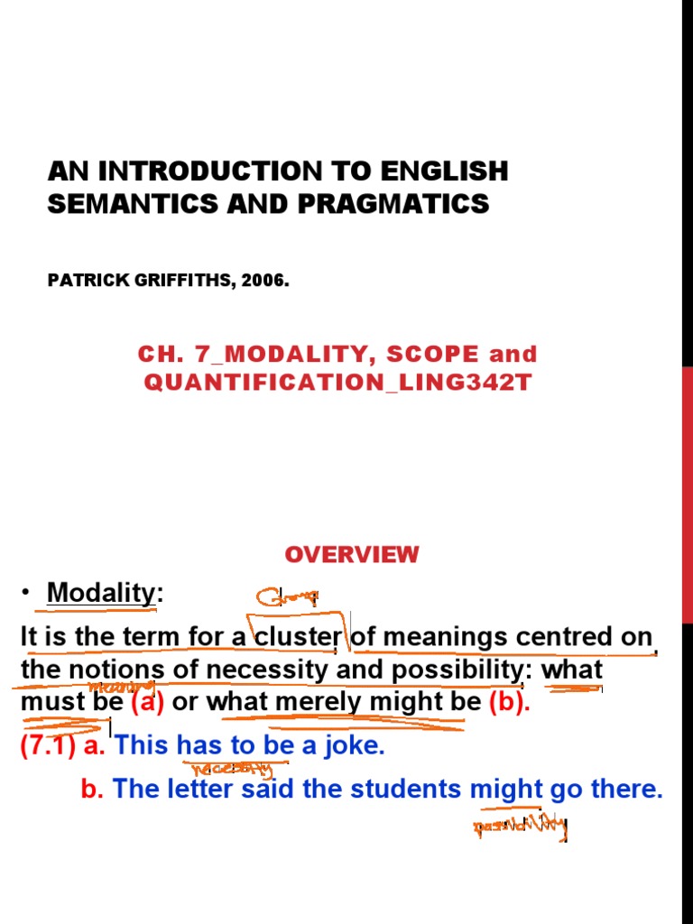 Ch.7 - Modality, Scope and Quantification | PDF | Modal Logic | Syntax