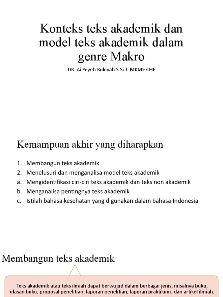 Konteks Teks Akademik Dan Model Teks Akademik | PDF | Seni & Disiplin ...