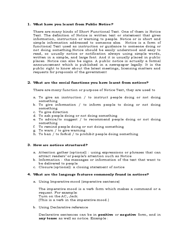 What Have You Learnt From Public Notice? | PDF | Verb | Linguistics