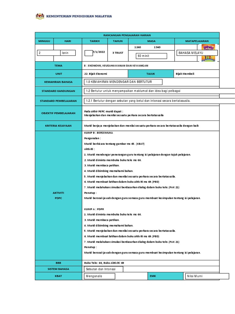 Contoh Erph PDPR & Bersemuka | PDF