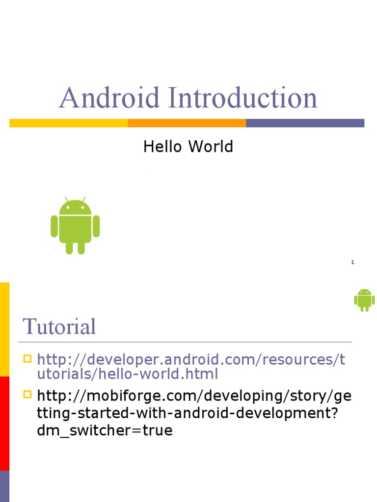 Android Hello World App Introduction | PDF | Computer File | Android ...