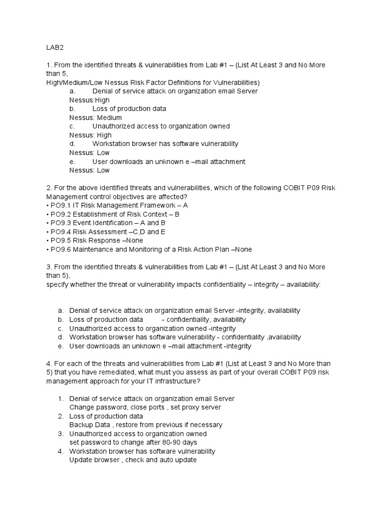 Iaa202 Lab02 Se140723 | PDF | Vulnerability (Computing) | Risk Management