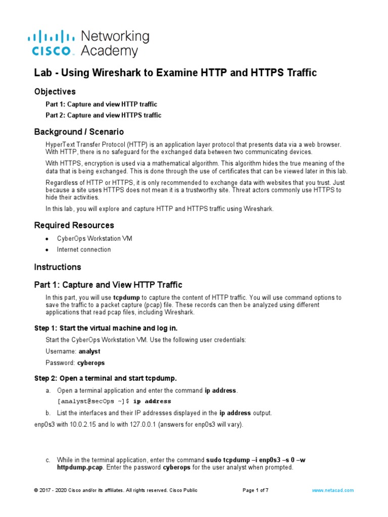 10.6.7 Lab - Using Wireshark To Examine HTTP and HTTPS Traffic | PDF ... 10.6.7 Lab - Using Wireshark To Examine HTTP and HTTPS Traffic | PDF ...