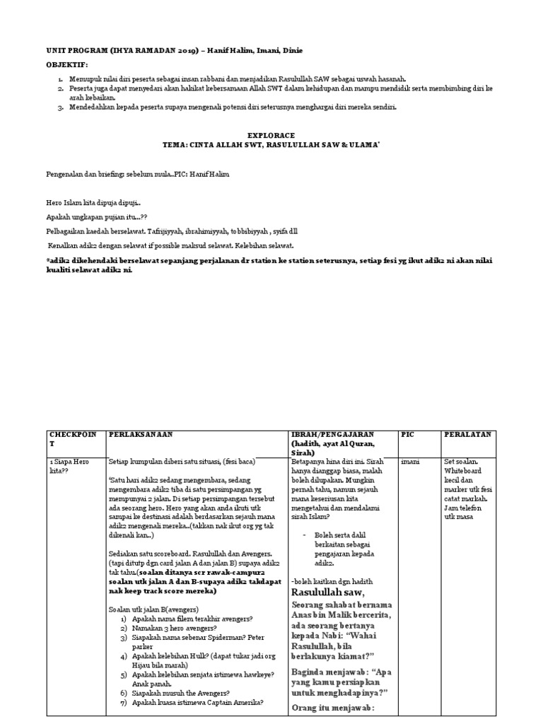 Unit Program - Explorace Updated | PDF