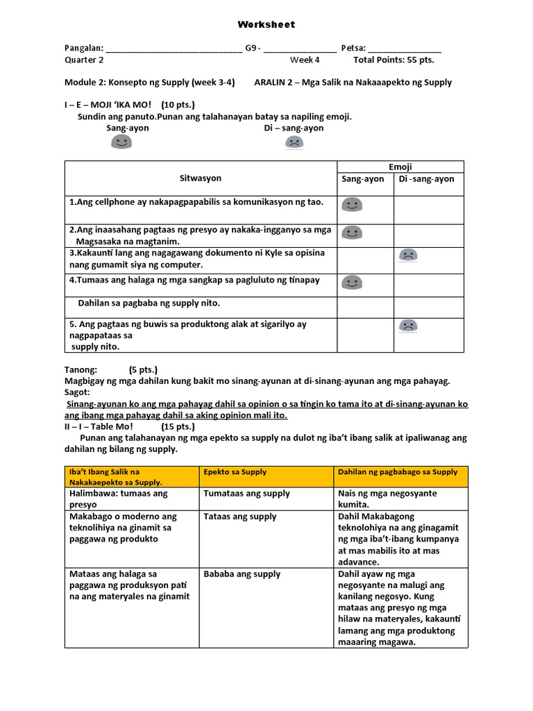 Ap Worksheet q2 Week 4 | PDF