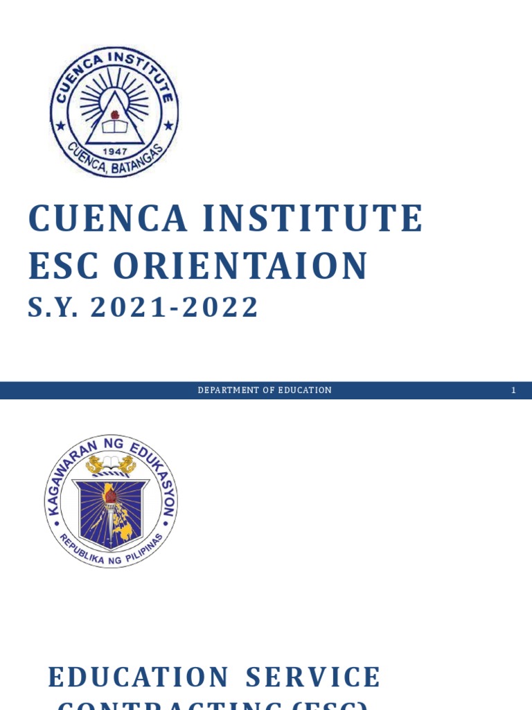 Cuenca Institute Esc Orientaion: Department O F Education 1 | PDF ...