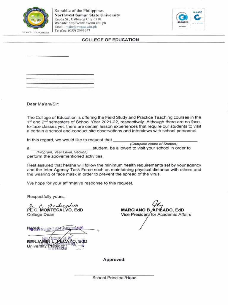 Letter To Principal | PDF