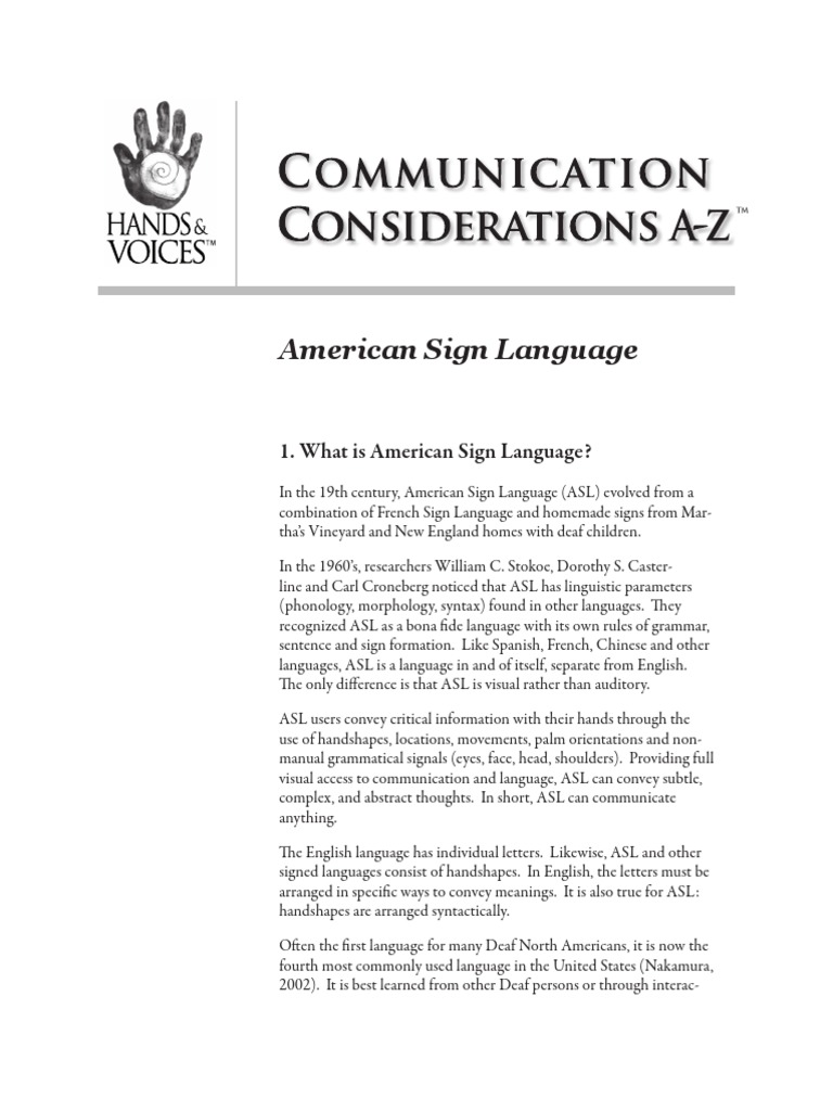 What Is American Sign Language? | Download Free PDF | American Sign ...