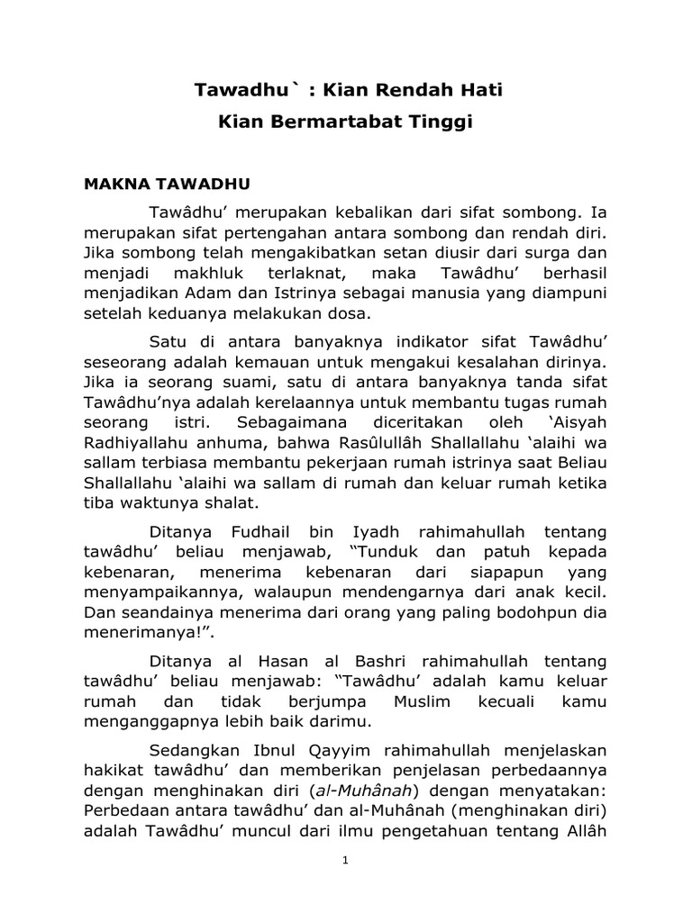 TAWADHU | PDF | Agama & Spiritualitas