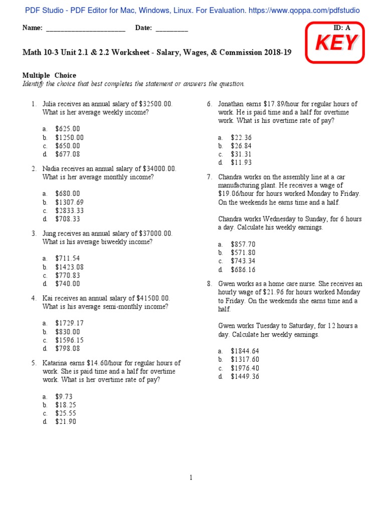 Salary, Wages, and Commission Worksheet | PDF | Overtime | Salary