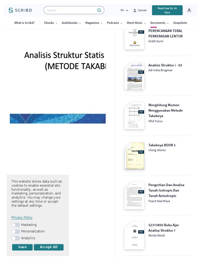 PDF 9 10 Metode Takabeya Pendahuluan Dan Analisis Struktur Portal Tetap Compress | PDF