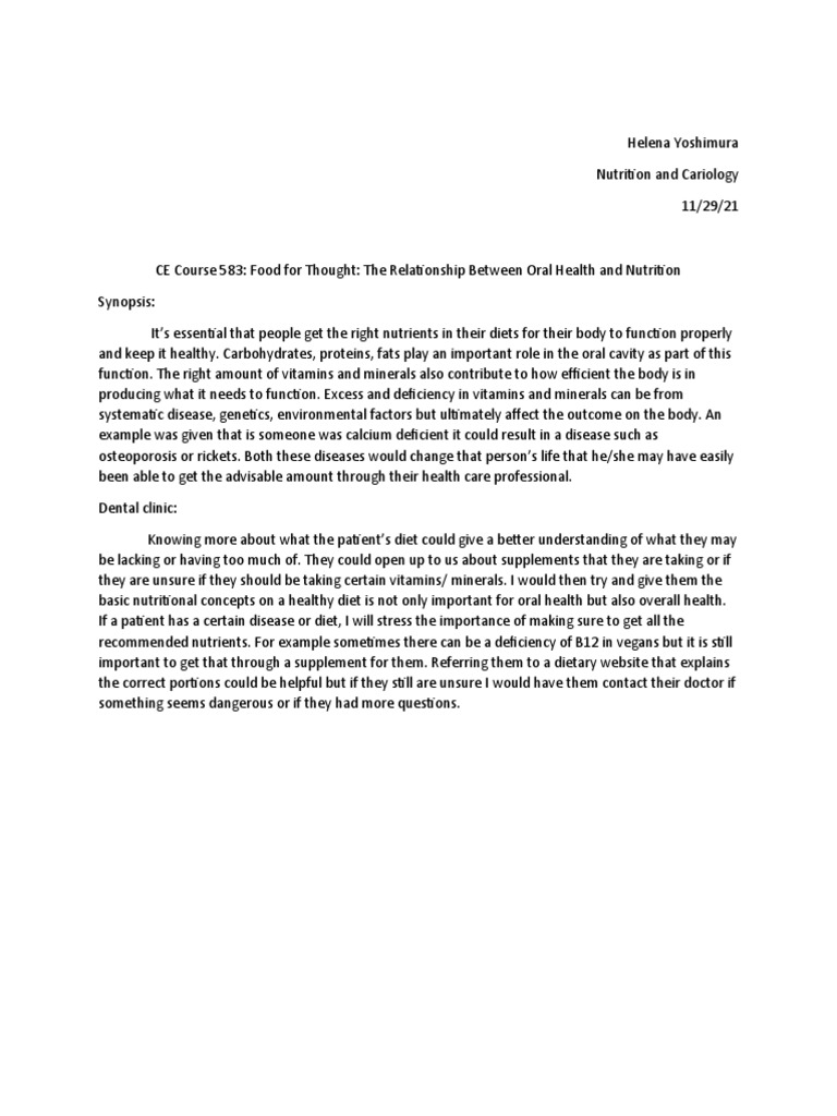 Nutrition Assignment 5 | PDF