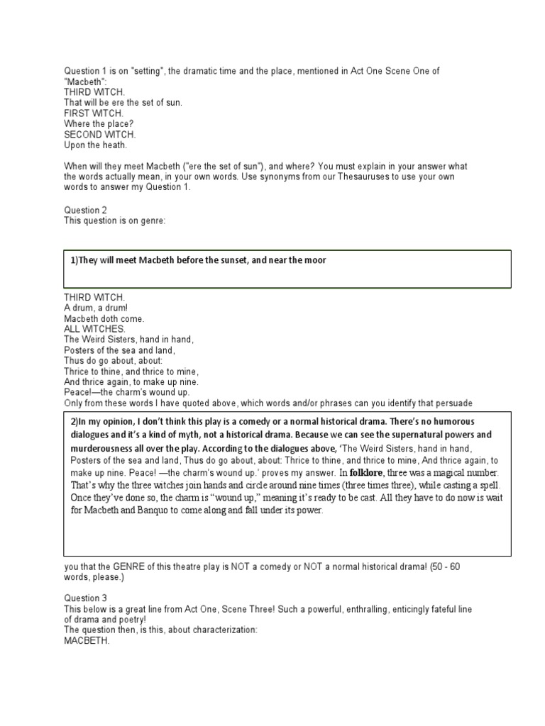 Macbeth Questions and Answers | PDF | Macbeth