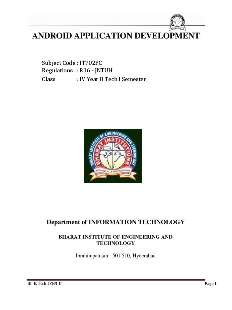 Android Application Development | PDF | Android (Operating System) | Engineering