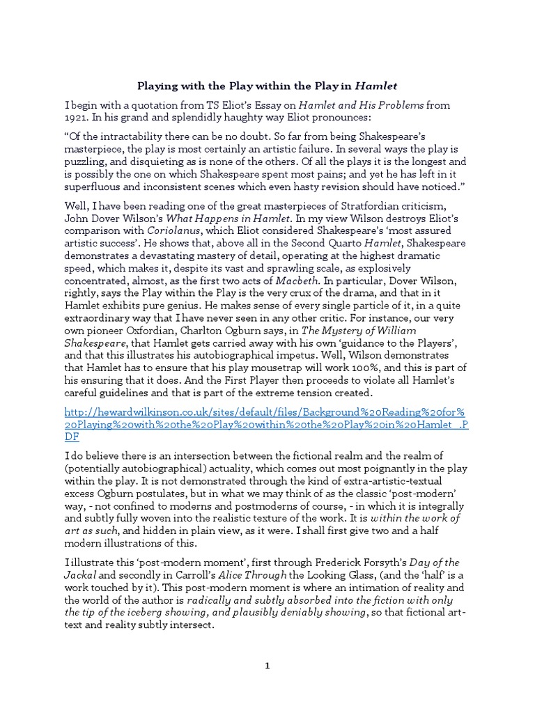 Playing With Play Within The Play Hamlet | PDF | Hamlet