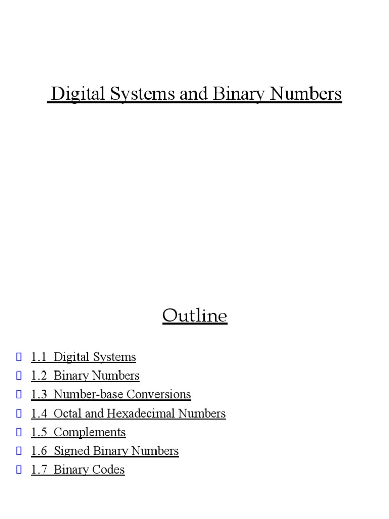 Chapter 1 Digital Systems And Binary Numbers Pdf Subtraction Binary Coded Decimal