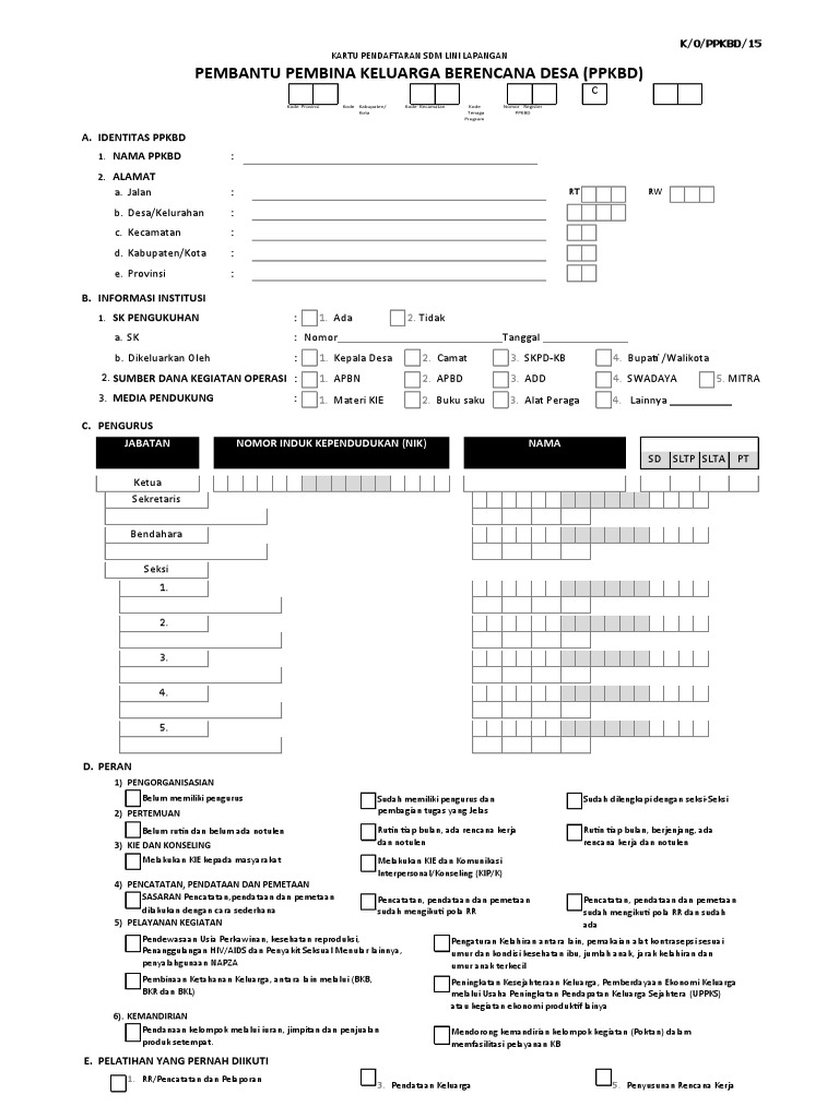 Formulir K 0 PPKBD 15 | PDF