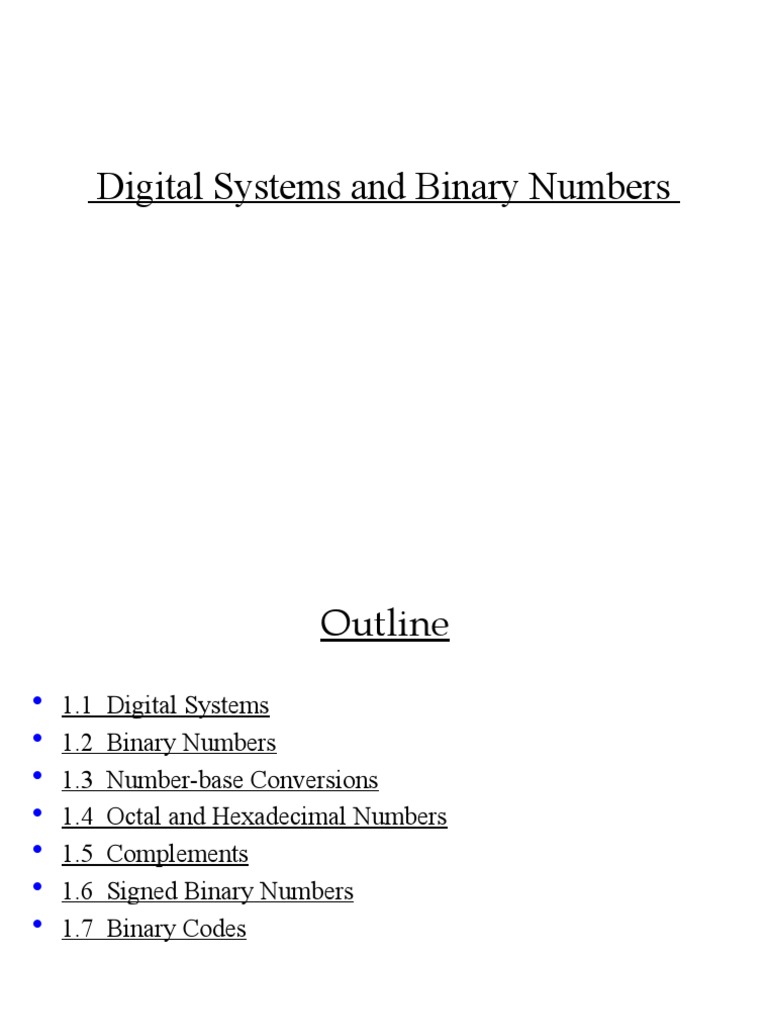 Chapter 1 Digital Systems and Binary Numbers | PDF | Subtraction | Binary Coded Decimal