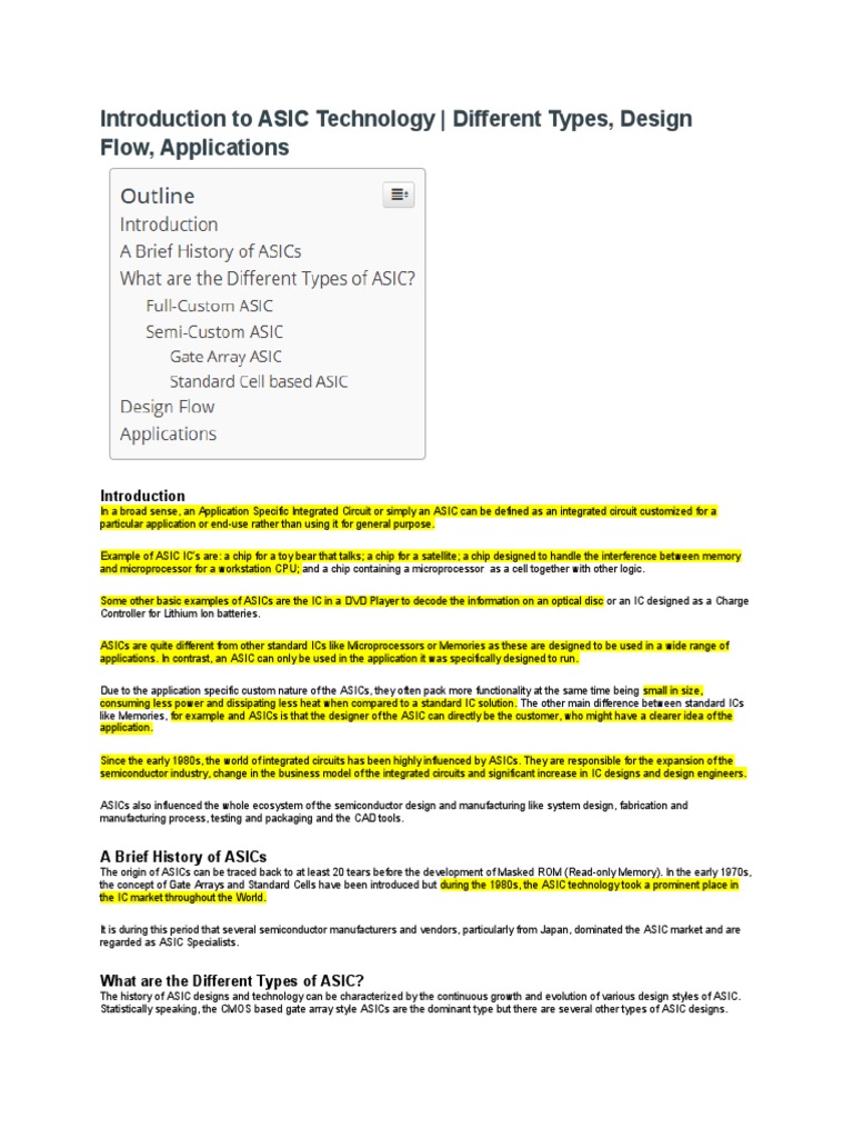 Introduction To ASIC Technology | PDF | Integrated Circuit | Logic Gate