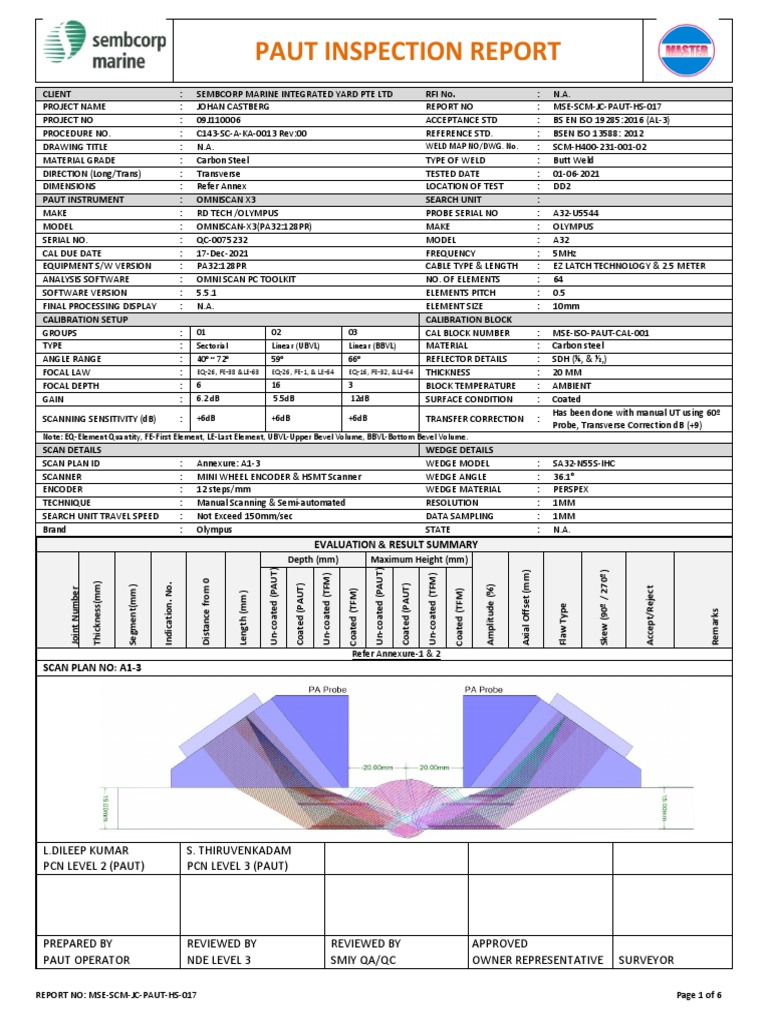 Paut Inspection Report: Client Rfi No | PDF | Metrology