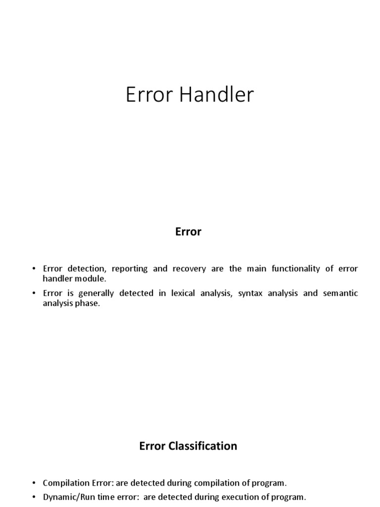 22-23-Error Handler | PDF | Parsing | Compiler