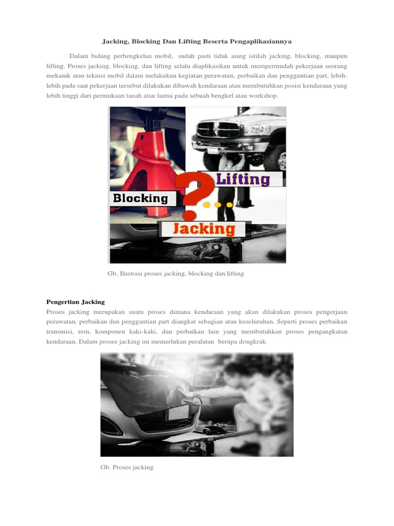 Blocking, Lifting, Dan Jacking | PDF | Teknologi & Rekayasa