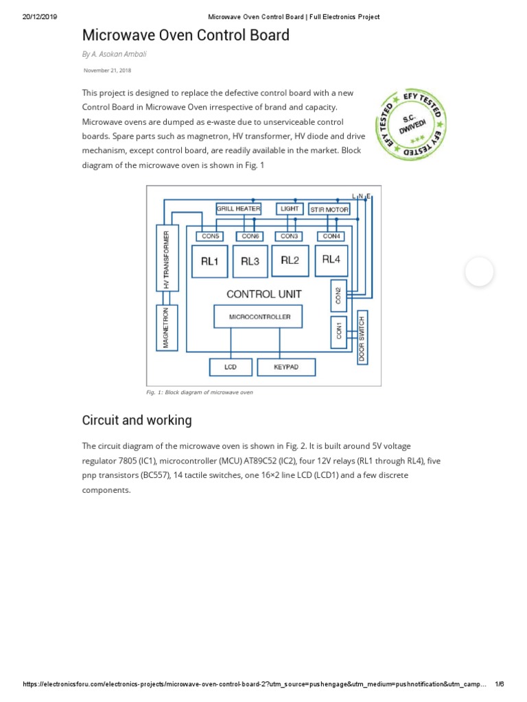 Microwave Oven Control Board - Full Electronics Project | PDF | Printed ...