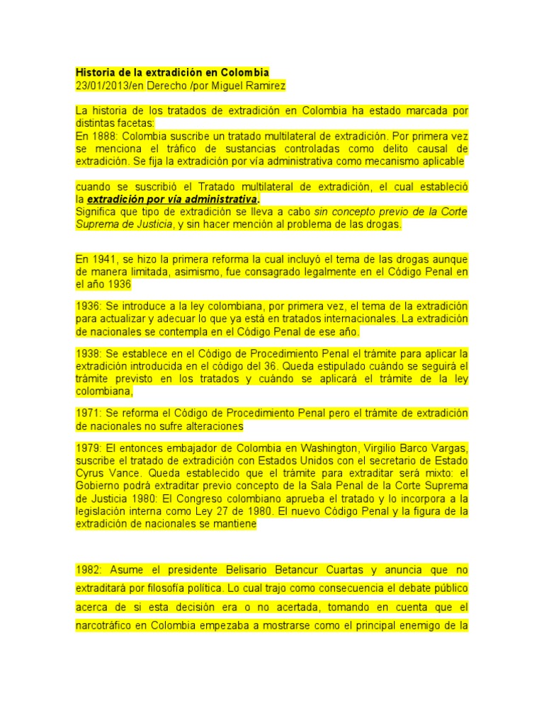 Historia de La Extradición en Colombia | PDF | Gobierno | Justicia