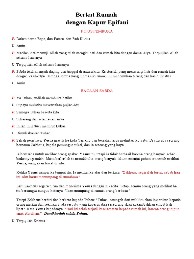 Pemberkatan Rumah dengan Kapur Epifani | PDF | Agama & Spiritualitas