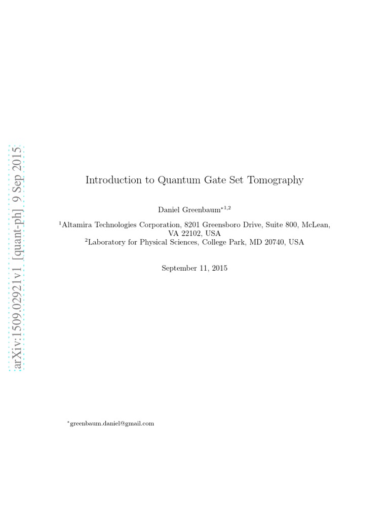 Introduction To Quantum Gate Set Tomography | PDF | Matrix (Mathematics ...