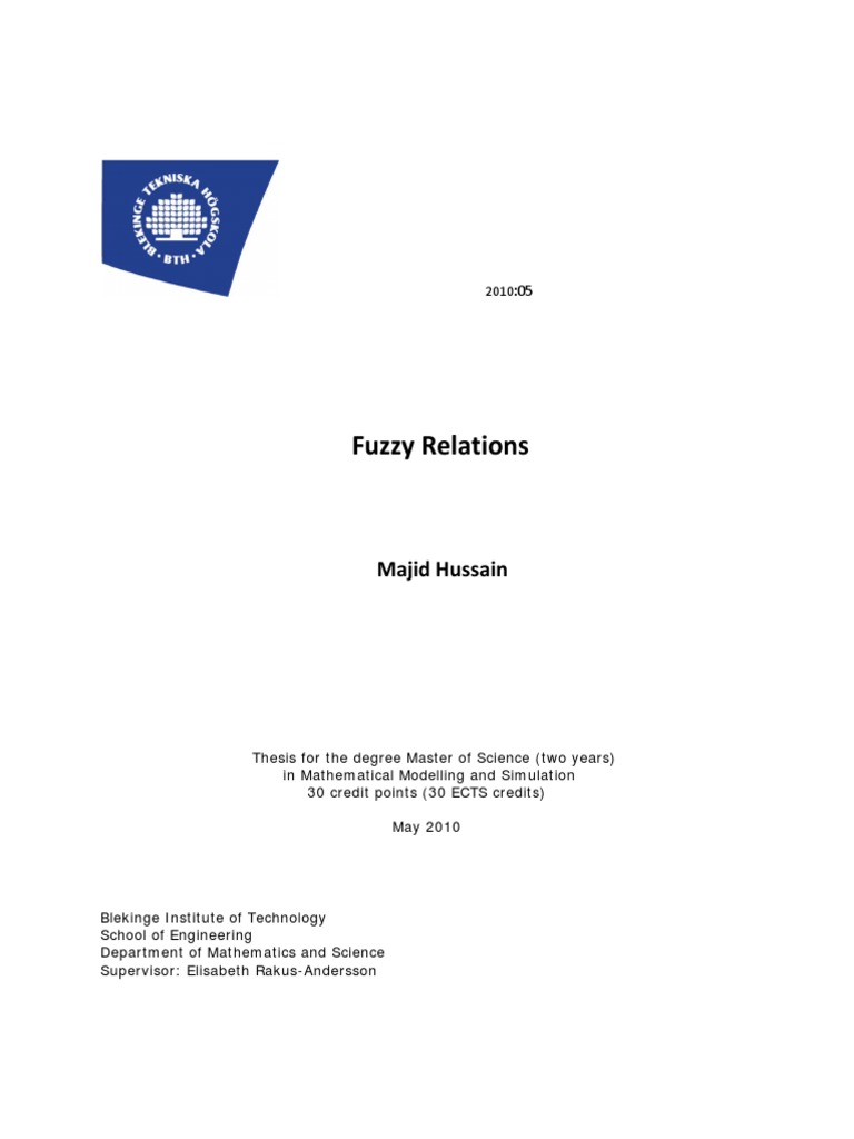 Fuzzy Relations: Majid Hussain | PDF | Fuzzy Logic | Concept