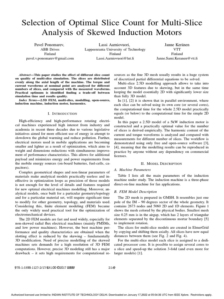 Selection of Optimal Slice Count For Multi-Slice Analysis of Skewed ...