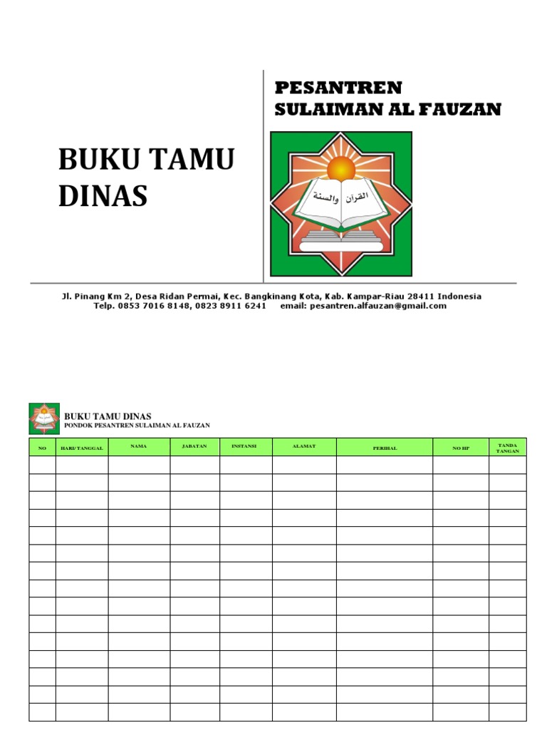 Buku Tamu Dinas Pesantren Al Fauzan | PDF