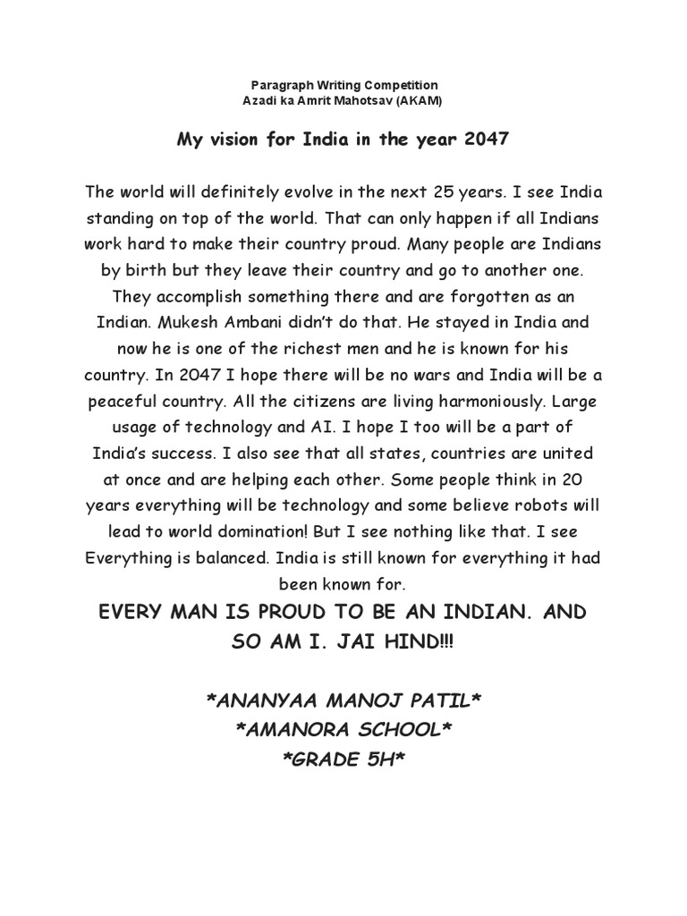 My Vision For India in 2047 | PDF