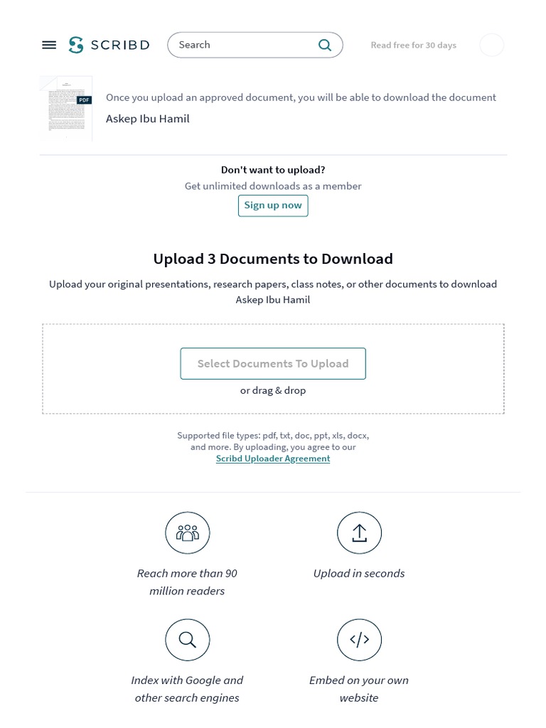 Upload 3 Documents To Download: Askep Ibu Hamil | PDF | Scribd | Multimedia